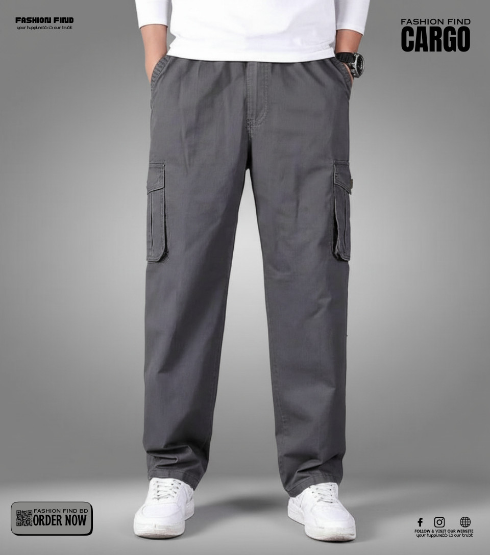 6 Pocket BELT CARGO PANTS ( DEEP ASH ) || 1047